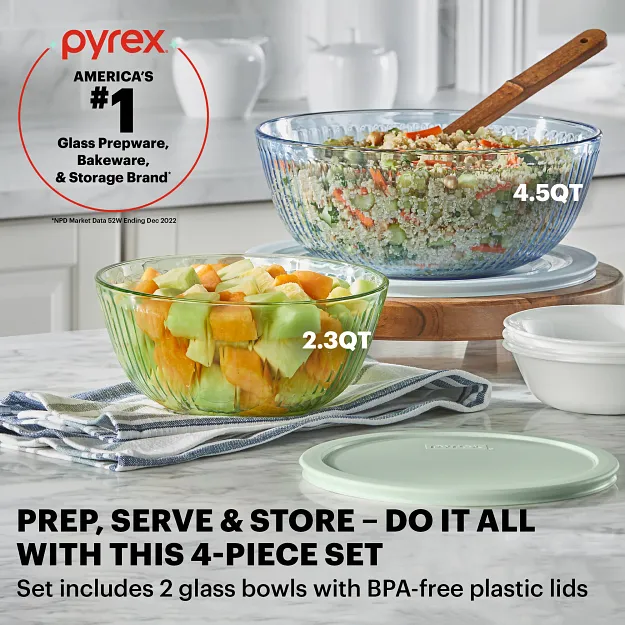 Pyrex® Colors Sculpted Tinted 4-piece Mixing Bowl Set - Pyrex Home